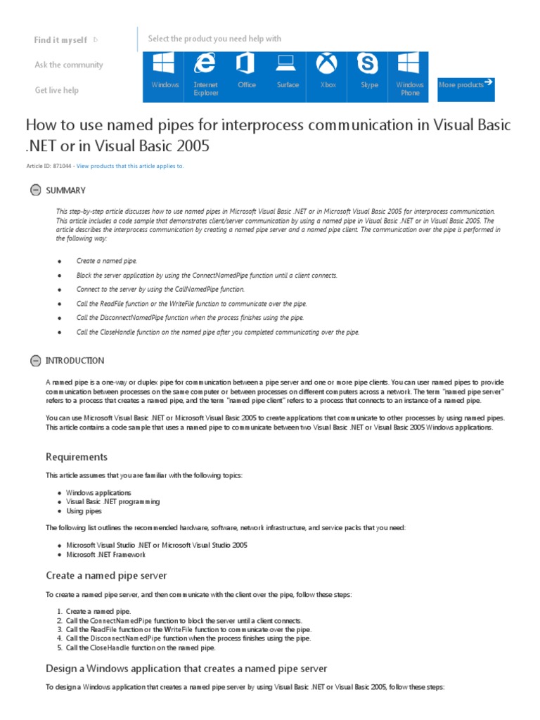 How To Use Named Pipes For Interprocess Communication in Visual Basic | PDF | Microsoft Visual ...