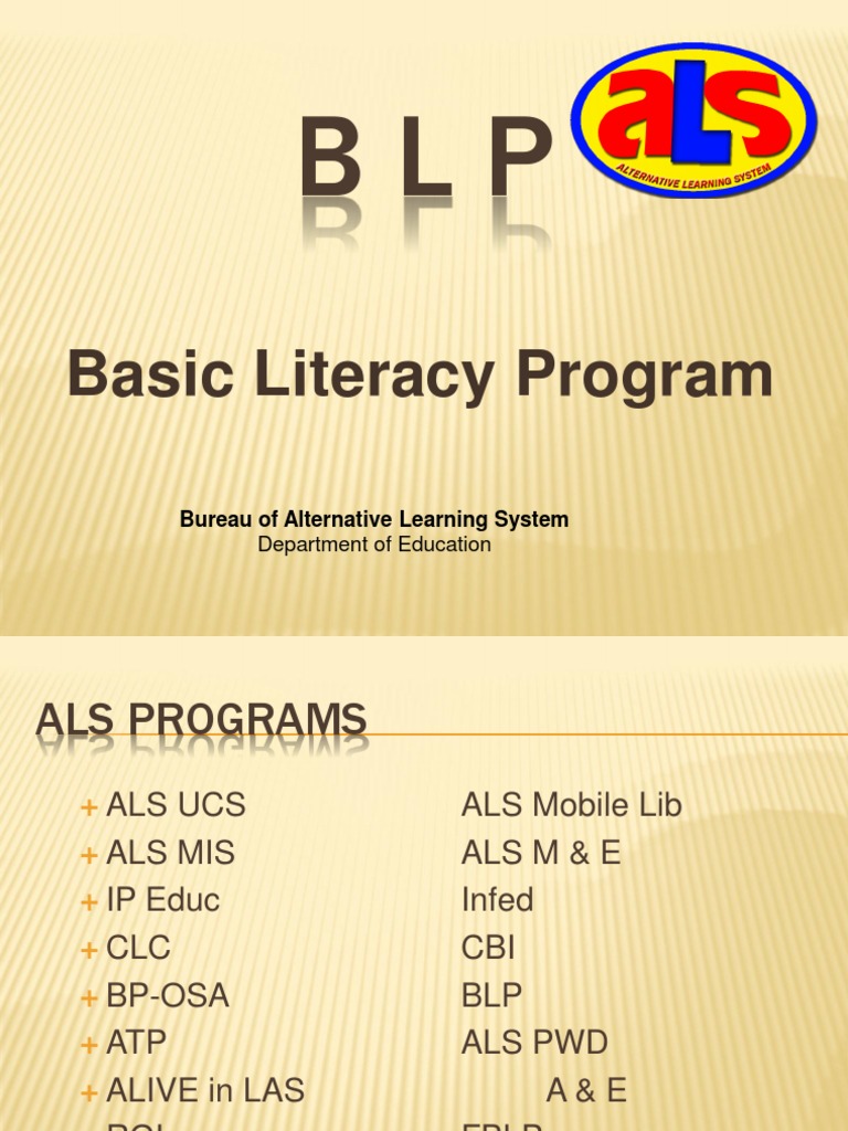 ALS Basic Lit Program | PDF | Literacy | Communication