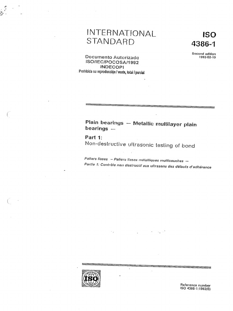 Iso 4386-1 Ultrasonido Para Cojinetes
