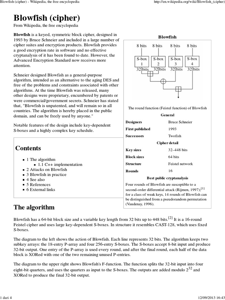 Blowfish (Cipher) - Wikipedia, The Free Encyclopedia | PDF | Applied Mathematics | Computer Security