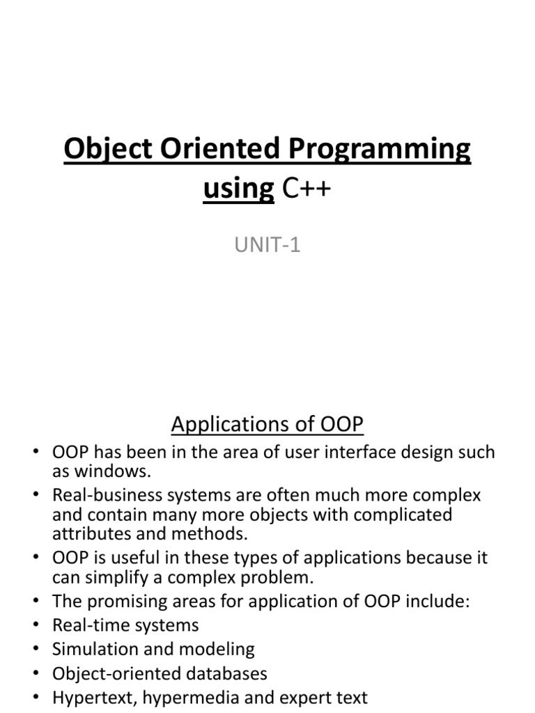 An Overview Of Object Oriented Programming Concepts And Applications Of C Pdf Class