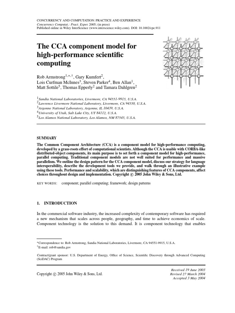 The CCA Component Model For High-Performance Scientific Computing | PDF | Component Based ...