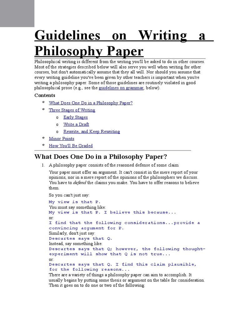 Pryor-Guidelines On Writing A Philosophy Paper | PDF | Argument | David ...