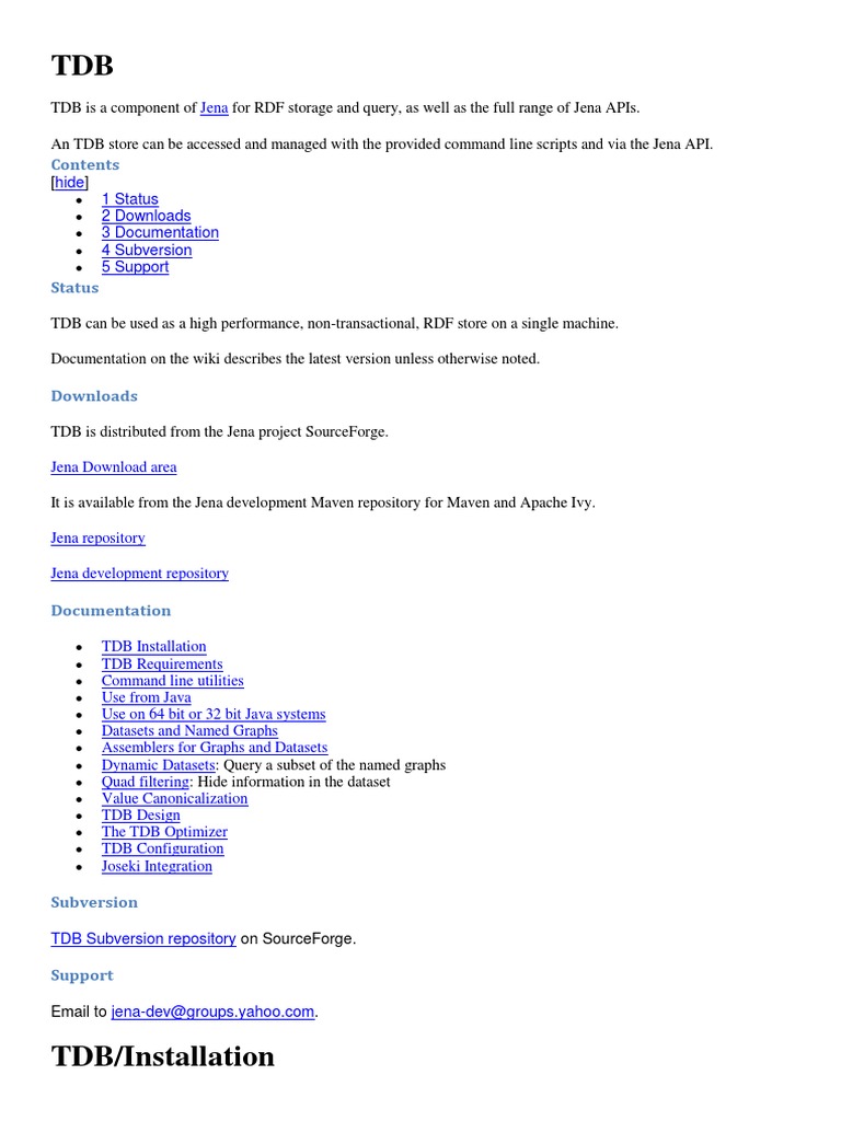 Jena TDB: RDF Storage & Query Guide | PDF | Resource Description Framework | Databases