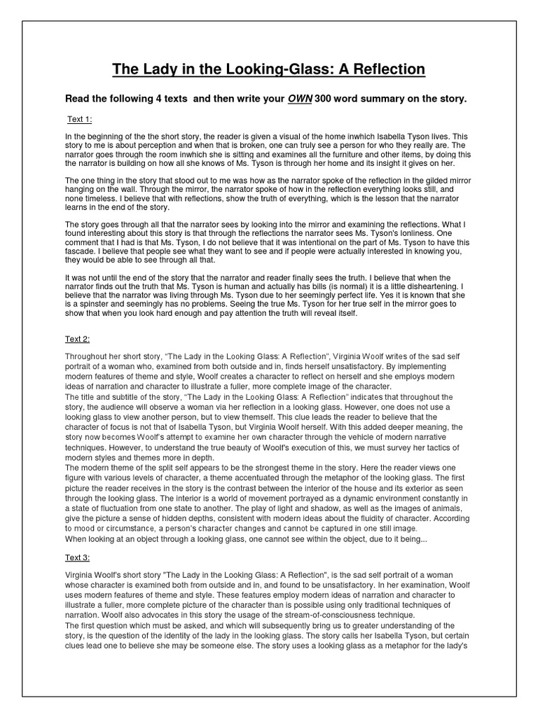 Virginia Woolf's Reflection on Identity | PDF | Virginia Woolf | Mirror