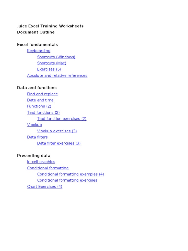 Training Worksheet | PDF | Control Key | Microsoft Excel