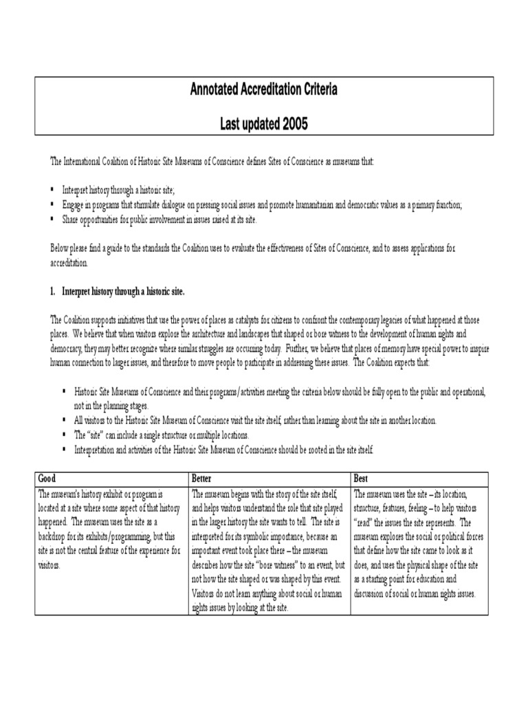 Annotated Accreditation Criteria | PDF | Museum | Conscience