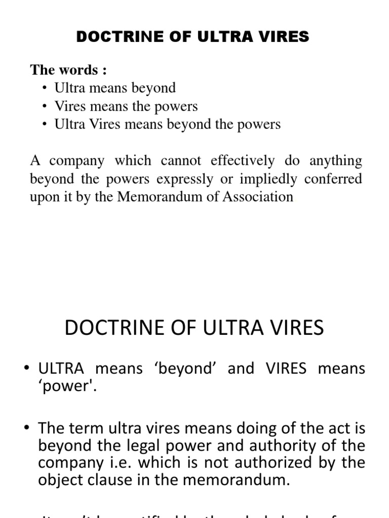 Doctrine of Ultra Vires company law | Common Law | Private Law