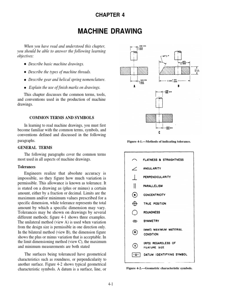 Machine Drawing: Common Terms and Symbols | PDF | Gear | Screw