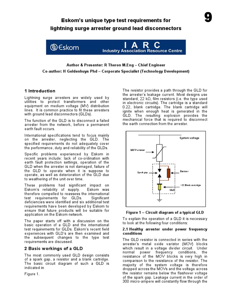 Eskom's Unique Type Test Requirements for Lightning Surge Arrester ...