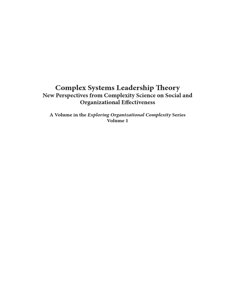 Complex Systems Leadership Theory | PDF | Complexity | Emergence