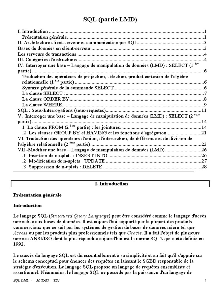 Cours SQL DML | PDF | Ordinateurs