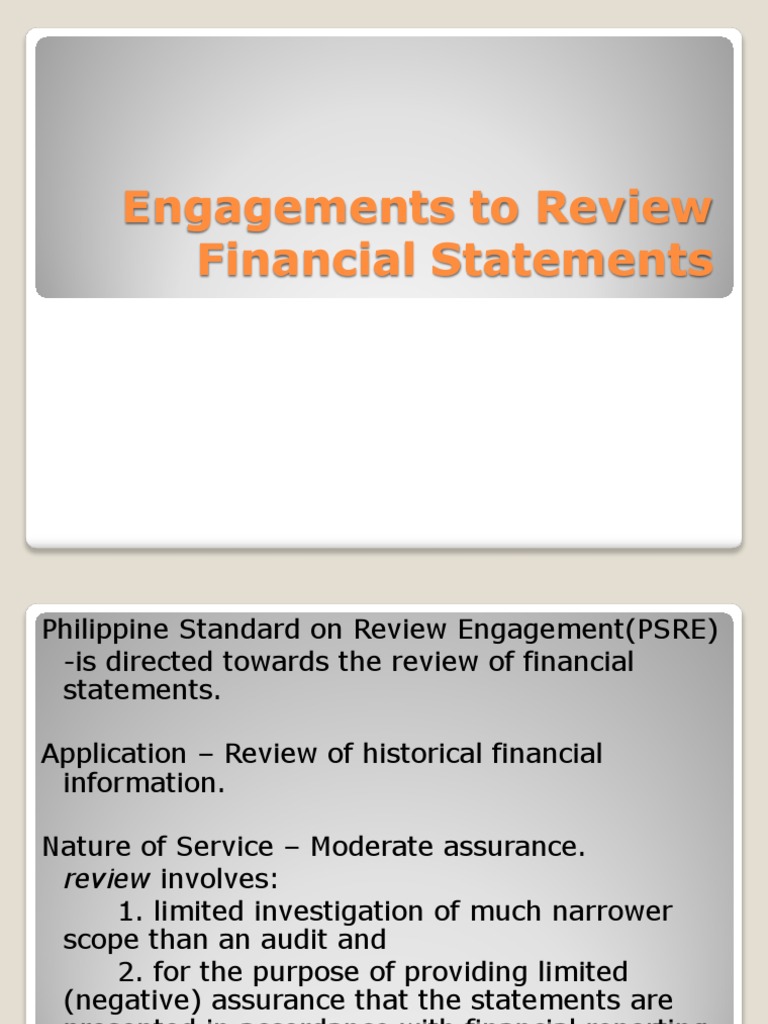 Overview of Review Engagements in Finance | PDF