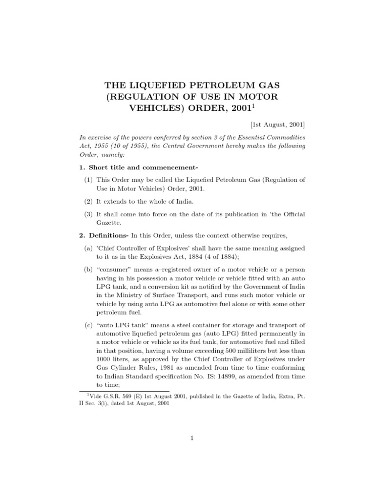 LPG Order 2001 | PDF | Liquefied Petroleum Gas | Oil Refinery