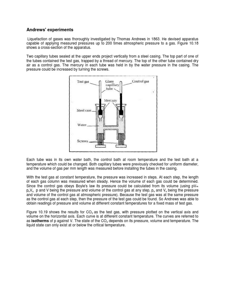 Andrews' Experiments | PDF | Gases | Pressure