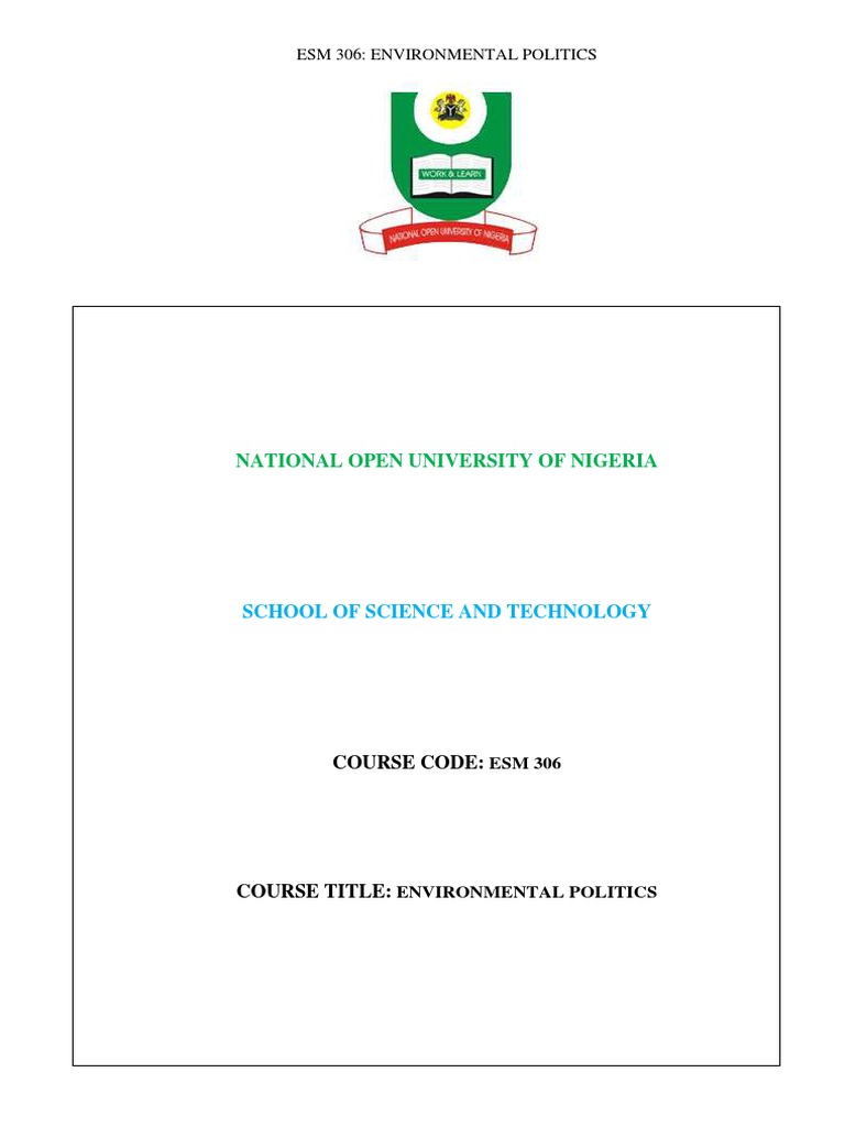 ESM 306 Environmental Politics PDF | PDF | Resource | Environmental ...