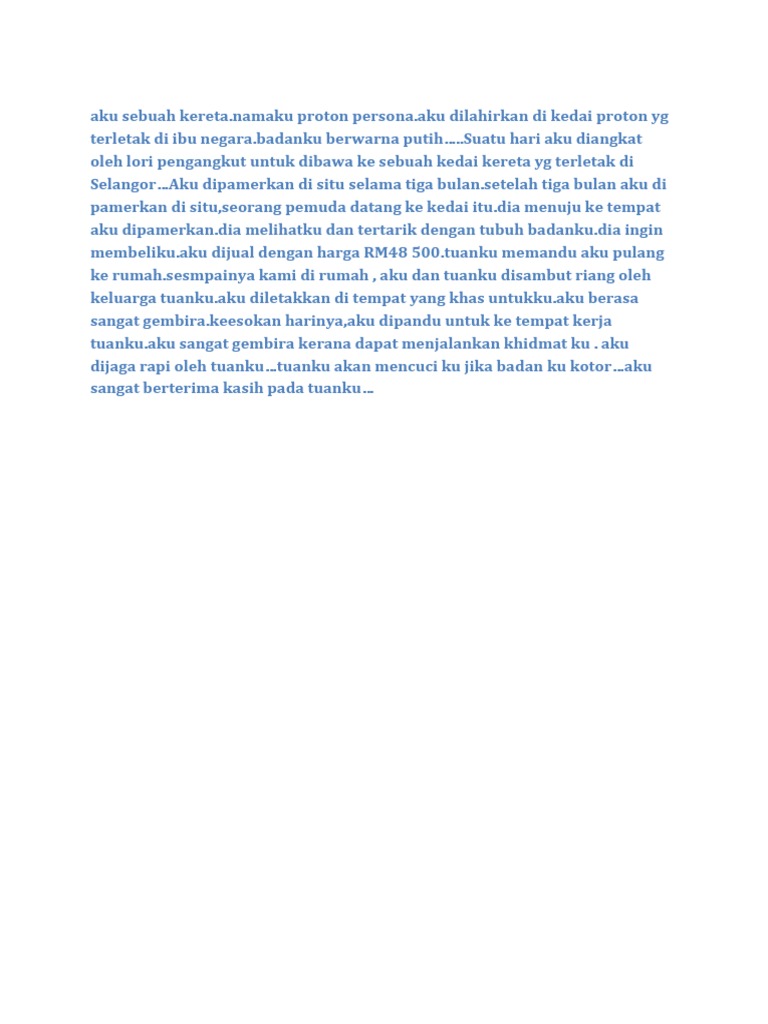 Contoh Karangan Aku Sebuah Kereta Aku Sebuah Komputer Claudine Hills