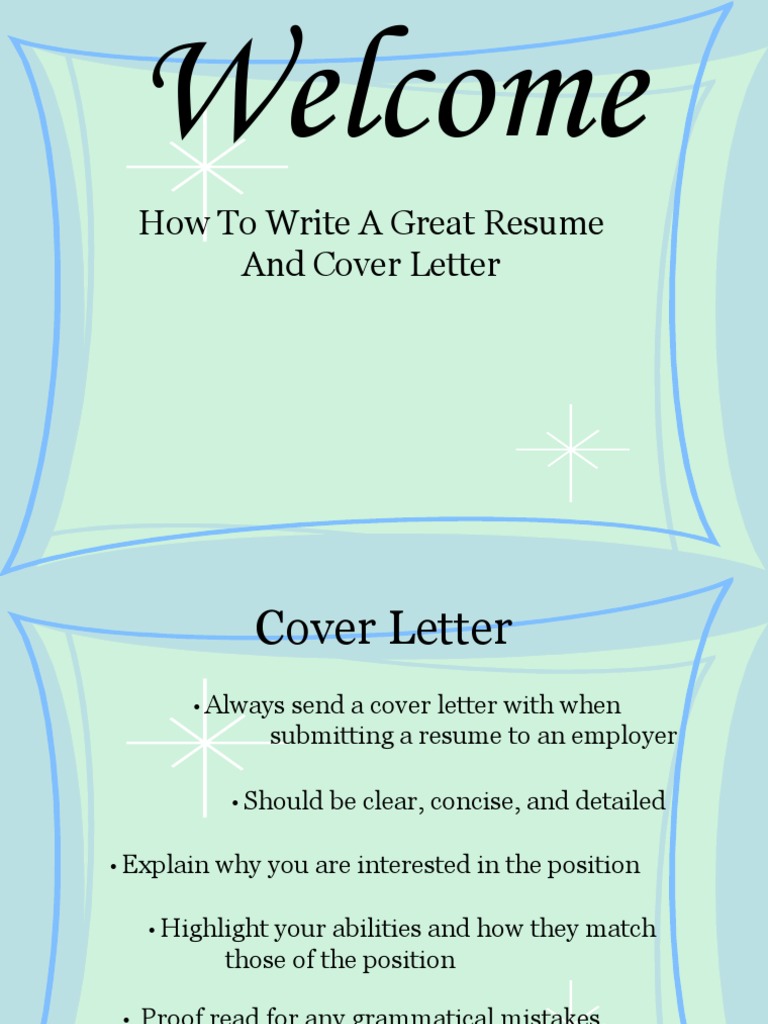 How To Write A Great Resume and Cover Letter | PDF | Résumé ...