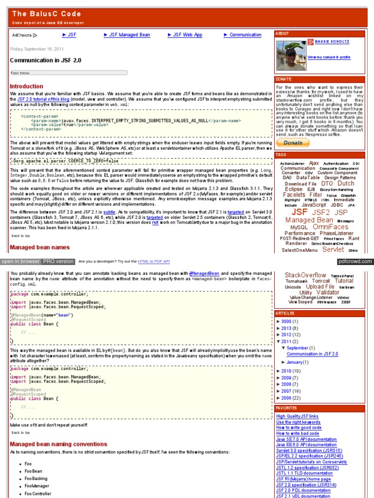 Communication in JSF 2.0 | PDF | Java Server Faces | Html Element