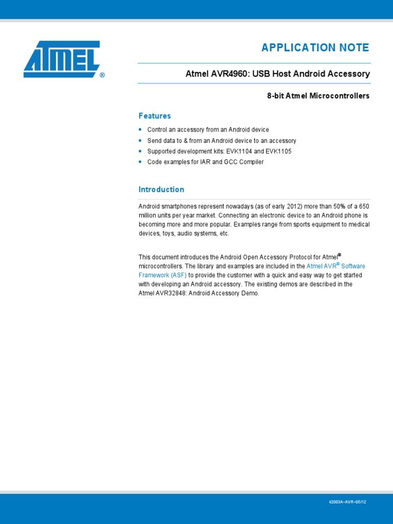 Application Note: Atmel AVR4960: USB Host Android Accessory | PDF | Business | Computers