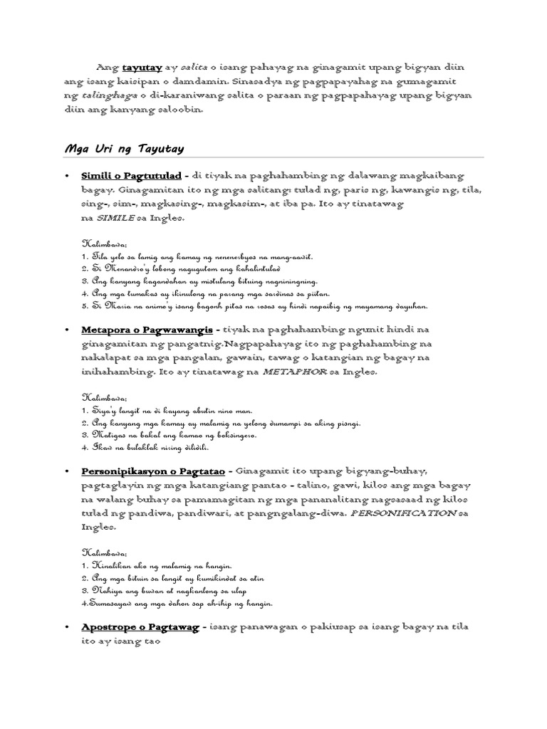 Filipino Topics | PDF