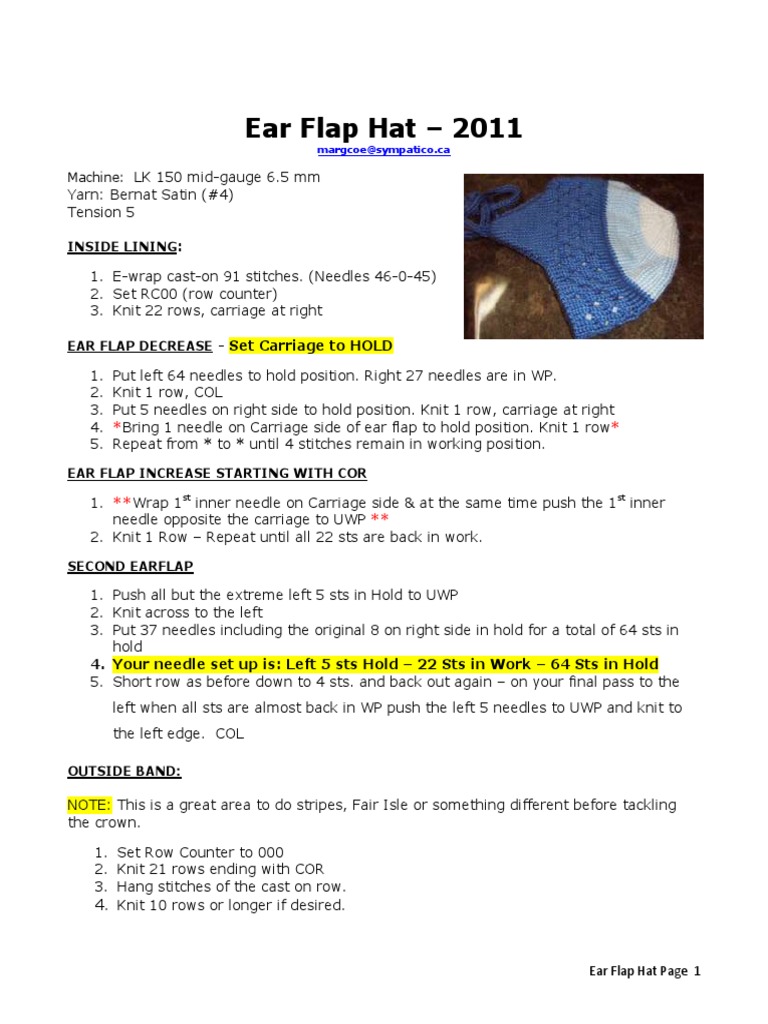 Knit an Ear Flap Hat Tutorial | PDF | Knitting | Handicrafts