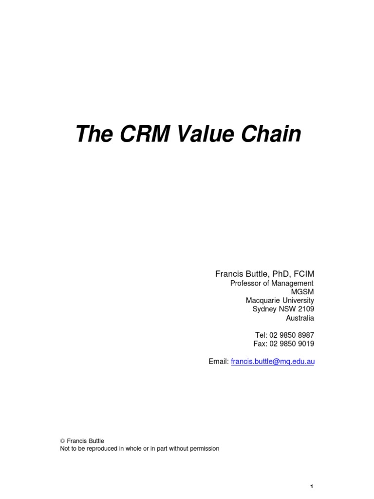 CRM Value Chain Buttle | PDF | Customer Relationship Management ...