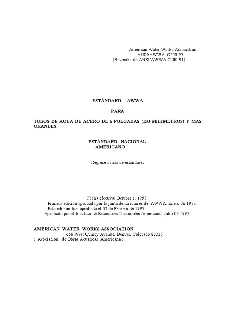 AWWA C200 - 97 Español | PDF