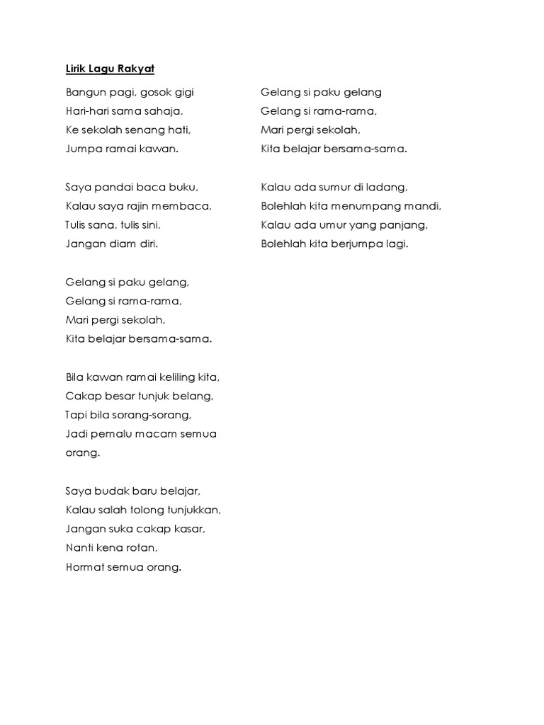 Lirik Lagu Rakyat | PDF