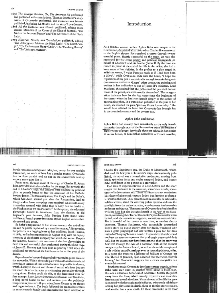 Oroonoko: Aphra Behn's Unique Narrative | PDF | Slavery