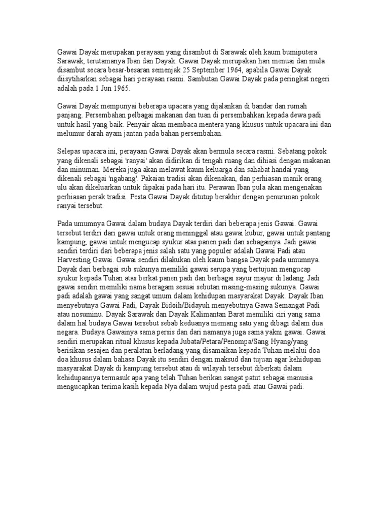 Gawai Dayak Merupakan Perayaan Yang Disambut Di Sarawak Oleh Kaum ...