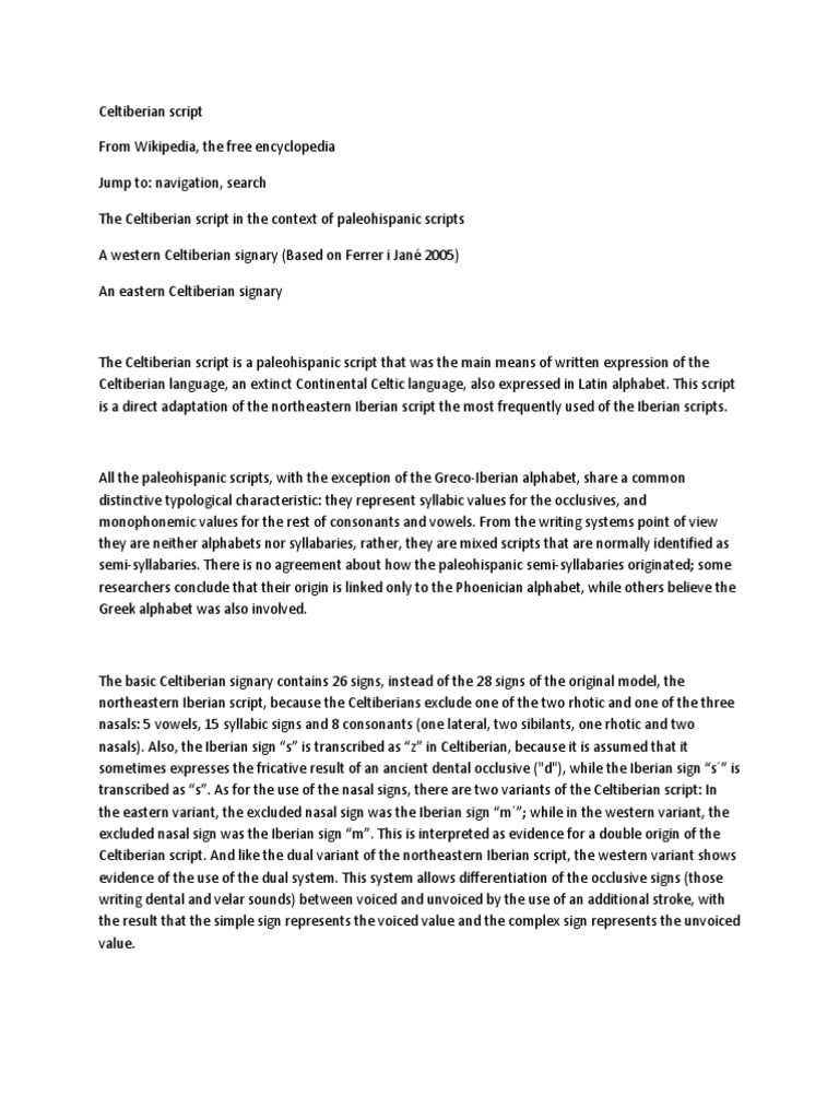 Celtiberian Script | PDF | Languages | Language Arts & Discipline