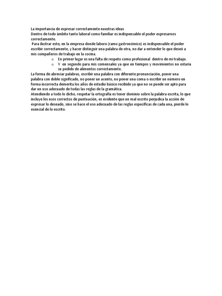 La Importancia de Expresar Correctamente Nuestras Ideas | PDF