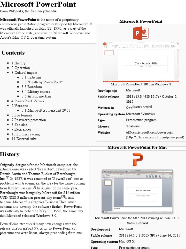 Microsoft PowerPoint - Wikipedia, The Free Encyclopedia | Microsoft ...