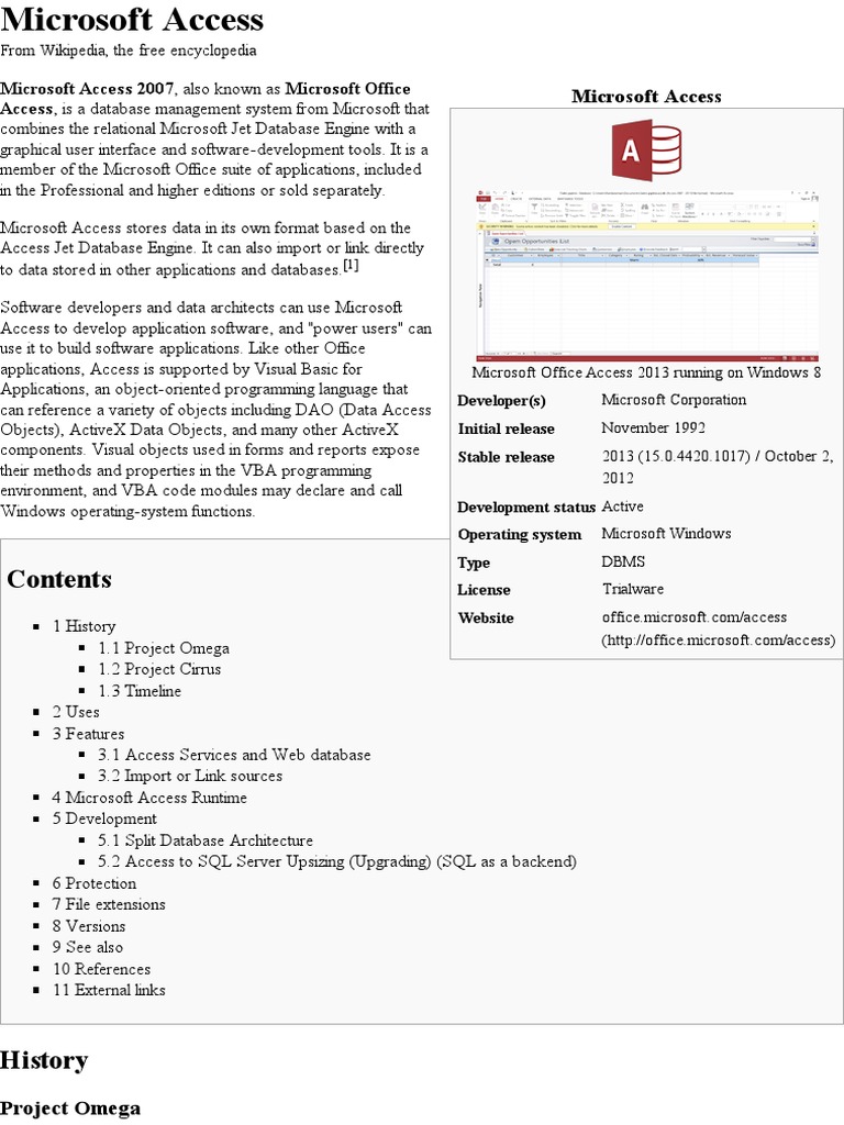 Microsoft Access - Wikipedia, The Free Encyclopedia | Microsoft Access ...