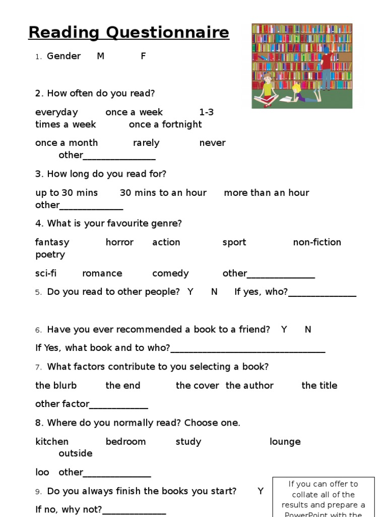 Reading Questionnaire | PDF