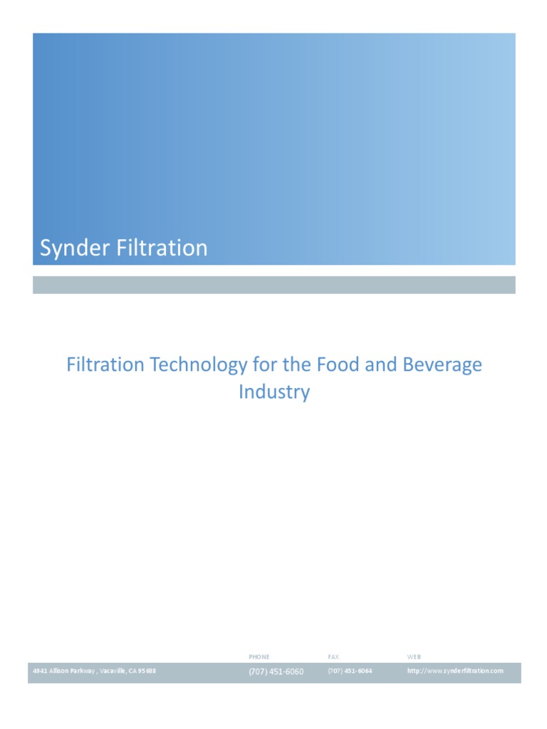 Filtration Technology For The Food and Beverage Industry | PDF ...