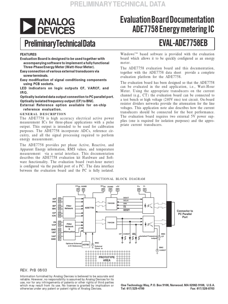 ADE7758 EvalBoard | PDF | Root Mean Square | Power Supply