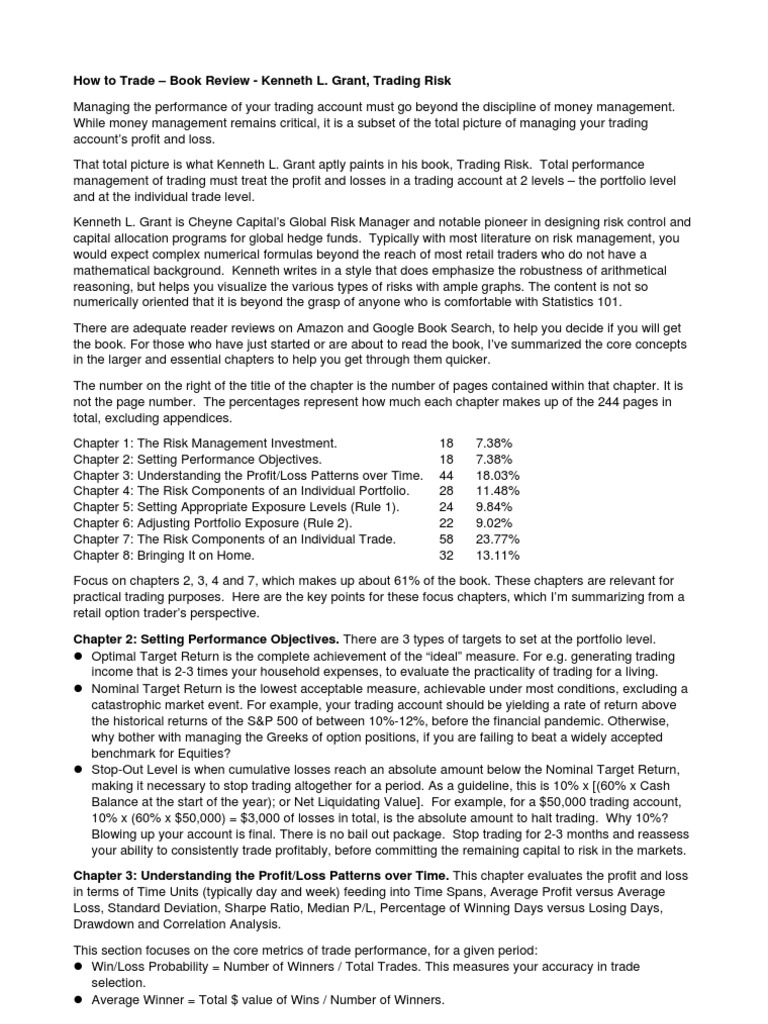 How To Trade - Book Review - Kenneth L. Grant, Trading Risk | Download ...