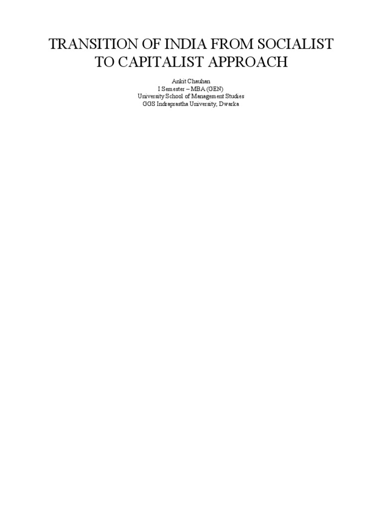 Transition of India From Socialist To Capitalist Approach | PDF ...