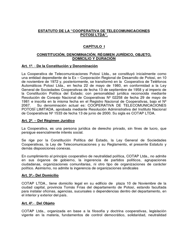 Estatuto Cotap | PDF | Derecho