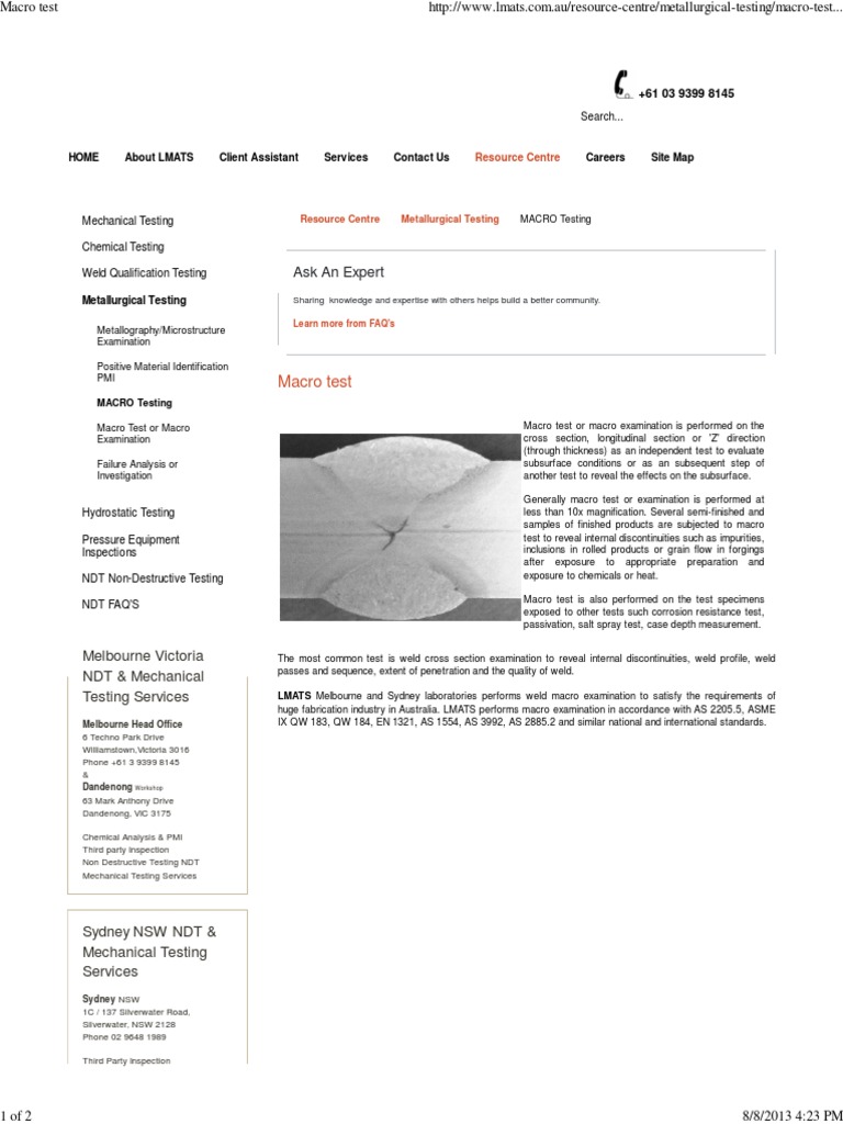 Macro Test | Nondestructive Testing | Materials Science