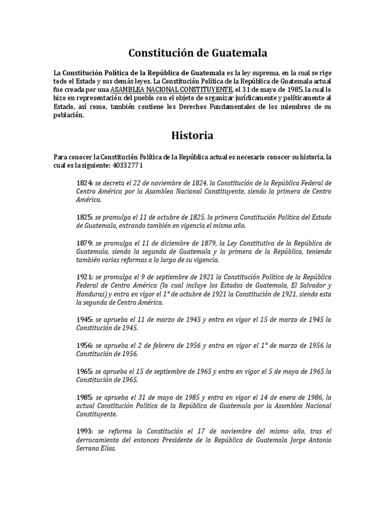 Constitución de Guatemala 1985 | PDF | Constitución | Democracia