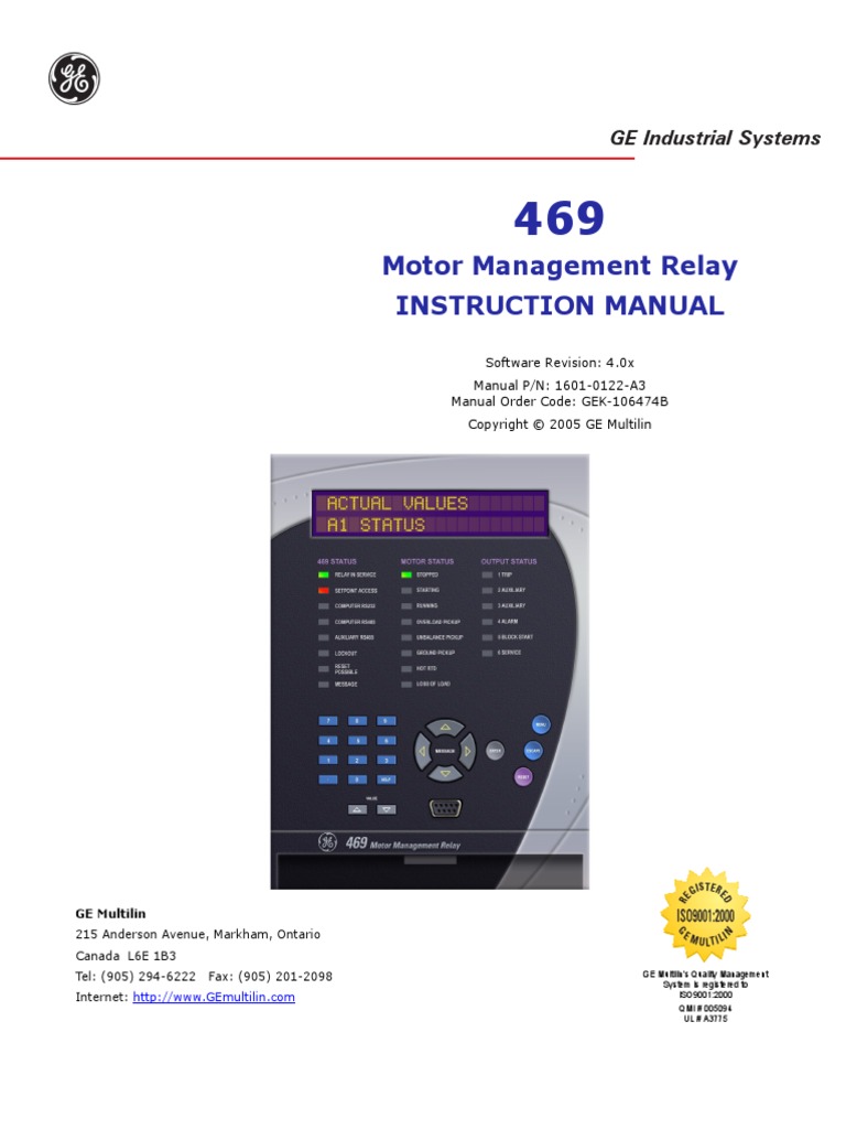 Multilin 469 | PDF | Relay | Menu (Computing)