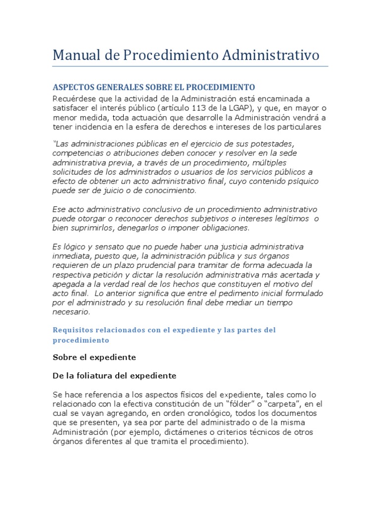 Manual de Procedimiento Administrativo | PDF | Evidencia (ley) | Administración Pública