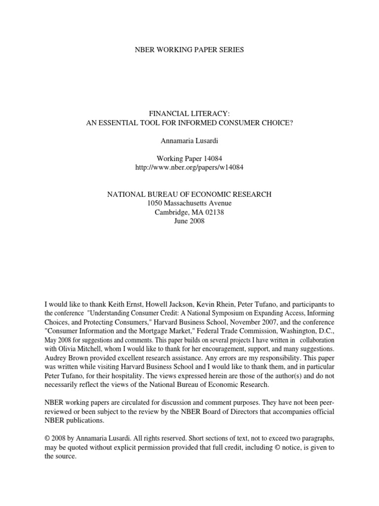 Annamaria Lusardi - Financial Literacy - An Essential Tool For Informed ...
