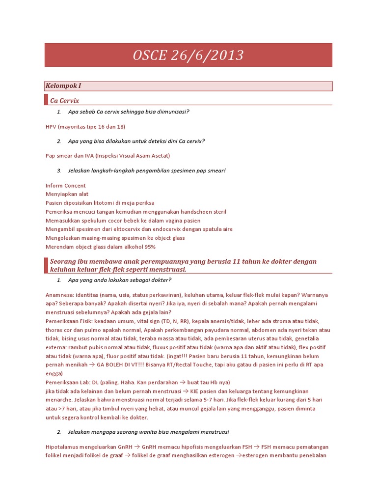 OSCE Obgyn 26-6-13-1 | PDF | Kesehatan Holistik