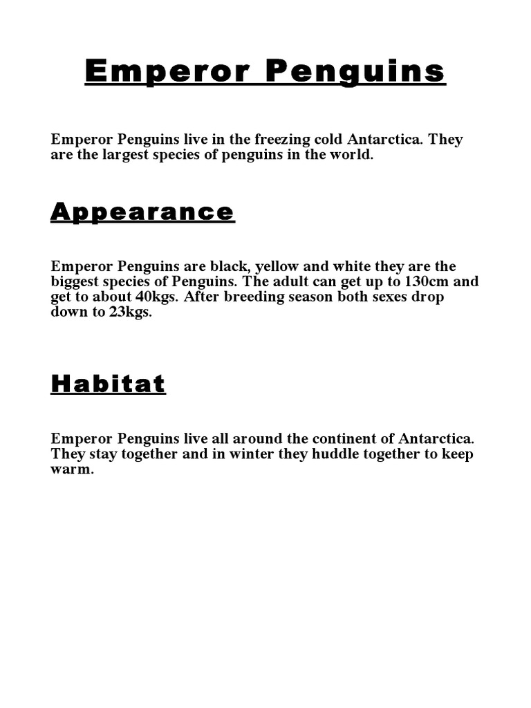 Emperor Penguin Habitat and Life Cycle | PDF | History