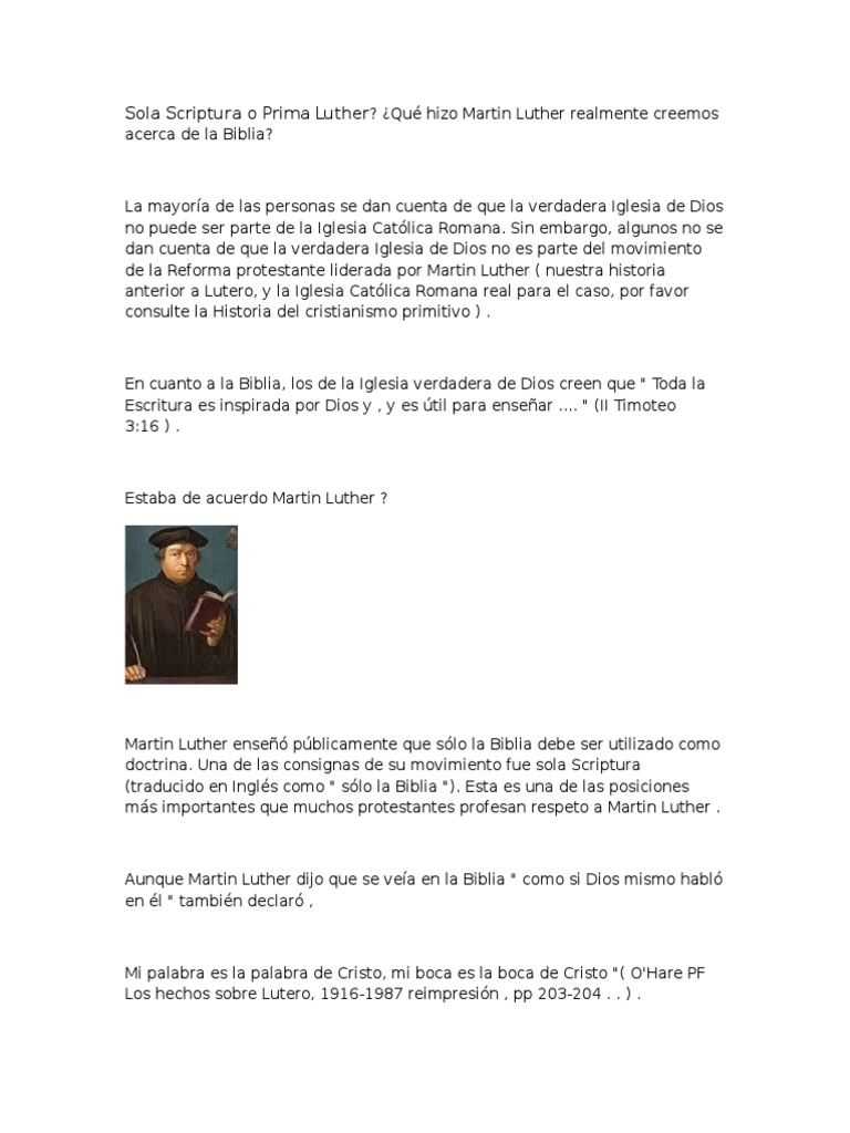 Sola Scriptura o Prima Luther? | PDF | Martin Luther | Biblia