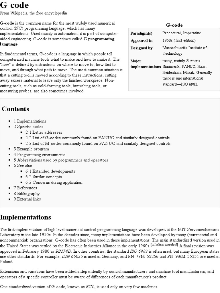 G-Code - Wikipedia, The Free Encyclopedia | PDF | Software | Computing And Information Technology